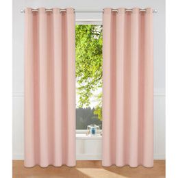 OTTO home Vorhang &raquo;Raja&laquo; &Ouml;sen 2 Stk. tlg. einfarbig, Einfache Montage, Pflegeleicht, &Ouml;sen, 2 er Pack, uni rosa Polyester, Recyceltes Material 145cm, 