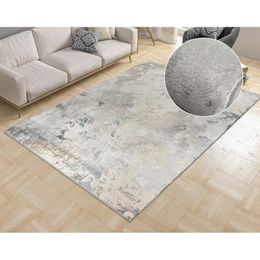 OTTO home Teppich &raquo;Hamar&laquo; rechteckig 8 mm H&ouml;he weiche Haptik, Marmor-Optik, modernes Design, Wohnzimmer grau Kunstfaser B : 60cm 1 Stk., 8mm, L: 90cm