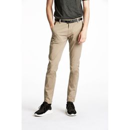 LINDBERGH Herren LINDBERGH Chinohose mit G&uuml;rtel und Stretch beige 34, L&auml;nge 32