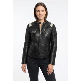 Mauritius Damen Lederjacke &raquo;MWAgatha&laquo; Racerjacke mit Lederpatches schwarz M (38) Trachtenmode