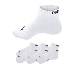 Puma Damen Puma Kurzsocken &raquo;Puma UNISEX QUARTER PLAIN 6P ECOM&laquo; 6 Paar, 6 Stk. tlg. mit Rippb&uuml;ndchen wei&szlig; 43-46