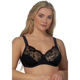 B&uuml;gel-BH &raquo;EMBROIDERY&laquo; breite Tr&auml;ger, ohne Schale, mit B&uuml;gel, mit Spitze, feminin schwarz 90, Cup C B&uuml;gel-BH
