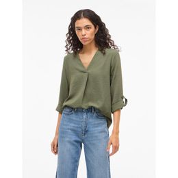 Vila Damen Blusenshirt &raquo;VIJOSA 3/4 V-NECK TOP - NOOS&laquo; gr&uuml;n 34