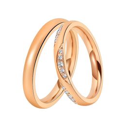 DOOSTI Unisex DOOSTI Trauring &raquo;Schmuck Geschenk Edelstahl Trauring Ehering Partnerring LIEBE&laquo; wahlweise mit oder ohne Zirkonia rosa 56,mit Zirkonia, 