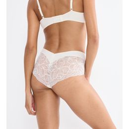 Triumph Damen Slip &raquo;Body Make-Up Illusion Lace&laquo; florale Stretch-Spitze, glatter Bund, Mikrofaser, nahtlos wei&szlig; 42