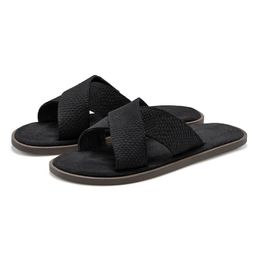 Beach Time Beachtime Herren Pantolette &raquo;Sommerschuhe, offener Schuh, Sandale&laquo; NEU aus weichem Leder mit leichter Sohle schwarz 46
