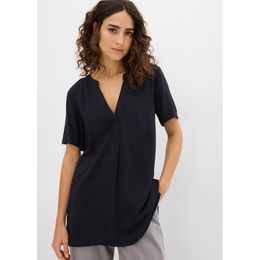 bonprix Damen bonprix Longtunika gerader Schnitt, mit kurzem Arm, mit Henleykragen, aus Viskose schwarz 36