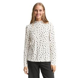 Tom Tailor Denim Damen Tom Tailor Denim Langarmshirt mit All-Over Print wei&szlig; XL