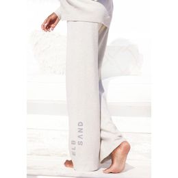ELBSAND Damen Strickhose mit weitem Bein und eingestricktem Logo, Loungewear grau 32/34, N-Gr