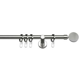 Indeko Gardinenstange &raquo;Rondo&laquo; &Oslash; 16 mm 1 l&auml;ufig-l&auml;ufig Fixma&szlig; Komplett-Set inkl. Ringen und Montagematerial silber Stahl B/L: 120cm &Oslash; 16mm, 1 Stk., 1 