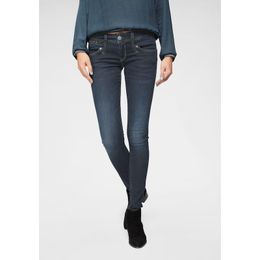 Herrlicher Damen Slim-fit-Jeans &raquo;Piper Slim Denim&laquo; mit Zierkn&ouml;pfen an den Ges&auml;&szlig;taschen blau 27, L&auml;nge 30