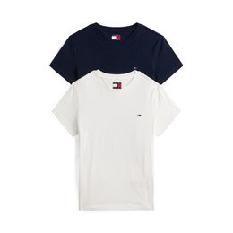 Tommy Jeans Damen T-Shirt &raquo;TJW 2PACK C-NECK TEE&laquo; Packung, 2er, 2 Stk. mit Logo-Stickerei blau L (40)