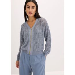 bonprix Damen bonprix Strickjacke Oversize-Passform, mit Rei&szlig;verschluss vorne blau 40/42 (M)