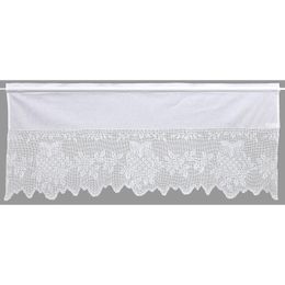 HOSSNER - ART OF HOME DECO Querbehang &raquo;Eule&laquo; Stangendurchzug 1 Stk. tlg. handgeh&auml;kelte Spitze, wei&szlig;, Baumwolle wei&szlig; Wirkware, Baumwolle 35cm, 