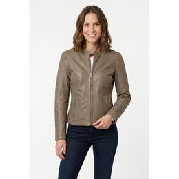 Mauritius Damen Lederjacke &raquo;MWMabou&laquo; Bikerjacke mit dekorativer Schulterpartie beige XXL (44) Trachtenmode