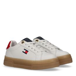 Tommy Hilfiger M&auml;dchen Sneaker Retro Sneaker, Schn&uuml;rschuh, Halbschuh mit Plateausohle wei&szlig; 37