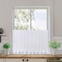 GERSTER Scheibengardine &raquo;Fabia, nach Ma&szlig;&laquo; Durchzugl&ouml;cher 1 Stk. tlg. SB-Bistro "Fabia", ma&szlig;genaue Anfertigung wei&szlig; Voile, Polyester 30cm, Durchzugl&ouml;cher, 