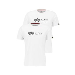 Alpha Industries Herren Rundhalsshirt &raquo;Label T 2 Pack&laquo; Packung, 2er-Pack, 2 Stk. wei&szlig; XXL
