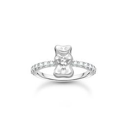 Thomas Sabo Damen Thomas Sabo Fingerring &raquo;Thomas Sabo x HARIBO: Ring mit Goldb&auml;r&laquo; mit Zirkonia (synth.) silber 56, Silber 925 (recycelt), 2mm