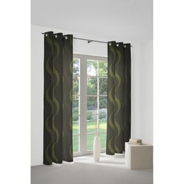 WIRTH Vorhang &raquo;Lupara&laquo; &Ouml;sen 1 Stk. tlg. gr&uuml;n Jacquard, Obermaterial: 75% Polyester, 25% Baumwolle 150cm, &Ouml;sen, 132cm