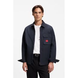 Hugo Herren Hugo Langarmhemd &raquo;Emmond&laquo; Oversize Fit, 2-Wege-Zipper, Baumwoll-Mix blau L (41/42), N-Gr