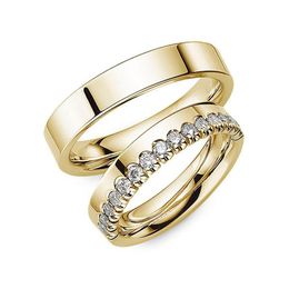 Phoenix Ph&ouml;nix Unisex Trauring &raquo;Schmuck Geschenk Partnerring Ehering Goldring&laquo; Made in Germany - wahlweise mit oder ohne Zirkonia 57,mit Zirkonia, Gelbgold 