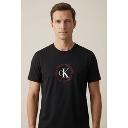 Calvin Klein Jeans Herren T-Shirt Regular fit mit Rundhalsausschnitt schwarz M