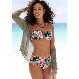 Lascana Damen Lascana B&uuml;gel-Bandeau-Bikini-Top &raquo;Salsa&laquo; mit tollem Blumenprint schwarz 44, Cup E