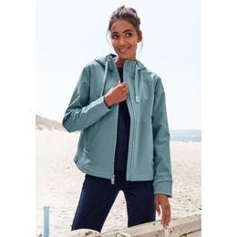 ELBSAND Damen Softshelljacke mit verstellbarer Kapuze blau L/40