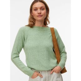 V&eacute;ro Moda Vero Moda Damen Rundhalspullover &raquo;VMDOFFY LS O-NECK BLOUSE GA NOOS&laquo; Materialmix, regular fit gr&uuml;n S