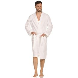 Vossen Unisex-Bademantel &raquo;Dallas, ideal f&uuml;r Sauna & Spa, Hotelbademantel, Morgenmantel&laquo; 1 Stk. f&uuml;r Damen & Herren, reine Baumwolle, mit Kimono-Kragen wei&szlig; 