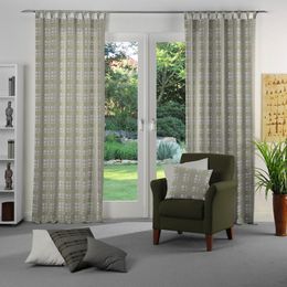 WIRTH Vorhang &raquo;Laufenberg&laquo; Schlaufen 1 Stk. tlg. gr&uuml;n Jacquard, Baumwolle, Polyester 175cm, Schlaufen, 132cm