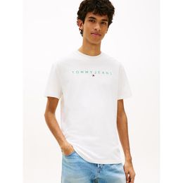 Tommy Jeans Herren T-Shirt &raquo;TJM REGULAR LINEAR LOGO EXT&laquo; Rundhals, Regular Fit wei&szlig; 3XL