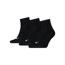 Puma Damen Puma Kurzsocken &raquo;Puma UNISEX QUARTER PLAIN 3P&laquo; 3 Paar, Atmungsaktiv, Rippenb&uuml;ndchen, weiche Baumwollmischung schwarz 35-38