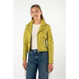 Mauritius Damen Lederjacke &raquo;MWBatuh&laquo; mit Fransen-Details, Reverskragen gelb S (36) Trachtenmode