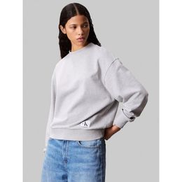 Calvin Klein Jeans Damen Sweatshirt &raquo;A- LS BADGE LOGO TERRY CREW NK&laquo;, Mit Rundhalsausschnitt grau XXL (46)