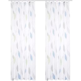 Home Wohnideen Vorhang &raquo;PAOLO&laquo; Schlaufen 2 Stk. tlg. 2er Pack Schlaufenschal PAOLO bedruckt blau Voile, Polyester 145cm, Schlaufen, 140cm