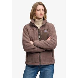 Superdry Damen Kapuzensweatjacke &raquo;HERITAGE ZIP THROUGH FLEECE&laquo; Kunstfaser, relaxed fit braun XL