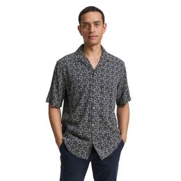 Tom Tailor Herren Tom Tailor Kurzarmhemd mit All-Over Print blau S, N-Gr