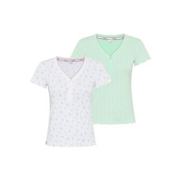 Kangaroos Damen Kangaroos T-Shirt Packung, Doppelpack, 2 mit Knopfleiste aus Pointelle bunt 48/50