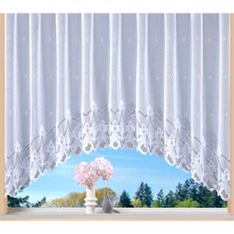 Weckbrodt-Gardinen Gardine &raquo;Weimar&laquo; Kr&auml;uselband 1 Stk. tlg. Jacquard, C-Bogen, floral, Halbtransparent, Sockel, Bord&uuml;re, Store wei&szlig; Jacquard, Polyester 145cm, 