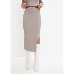 bonprix Damen bonprix Strickrock &raquo;Strickrock aus flie&szlig;endem Viskose-Mix&laquo; aus Viskose, Polyester, Polyamid und metallisierten Fasern grau 36/38 (S)