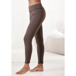 Lavana Damen Thermoleggings mit weichem Teddypl&uuml;sch innen braun 32/34, N-Gr