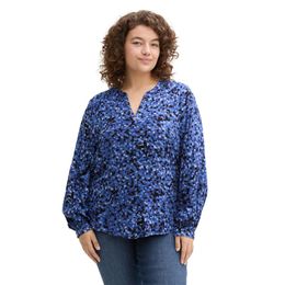Tom Tailor Plus Damen Tom Tailor PLUS Langarmbluse mit Allover-Print blau 52