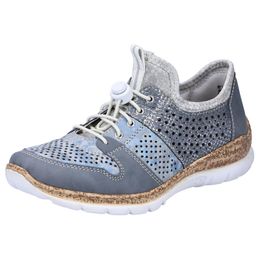Rieker Damen Slip-On Sneaker Slipper, Schlupfschuh mit MemoSoft-Ausstattung blau 36