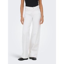 Only Damen Only Weite Jeans &raquo;ONLELLA MW WIDE FOLD UP DNM WHITE TAI&laquo; Baumwolle, regular waist, wide fit XS (34), L&auml;nge 32