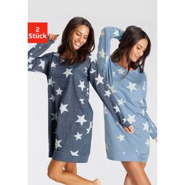 Vivance Dreams By Lascana Damen Vivance Dreams by Lascana Sleepshirt Packung, mit Sterne-Druck blau 36/38, N-Gr