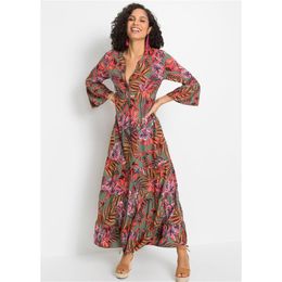 bonprix Damen bonprix Maxikleid f&uuml;r Fr&uuml;hling und Sommer, aus Viskose, A-Linien-Passform bunt 52, N-Gr