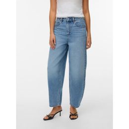 V&eacute;ro Moda Vero Moda Damen Ankle-Jeans &raquo;VMBILLIE HR BARREL ANK JEANS LI3154 NOOS&laquo; Baumwolle, Barrel Fit blau 31, L&auml;nge 32