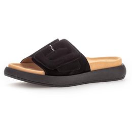 Gabor Damen Pantolette , Plateau, Sommerschuh, Schlappen mit gro&szlig;er Zierschnalle schwarz 41